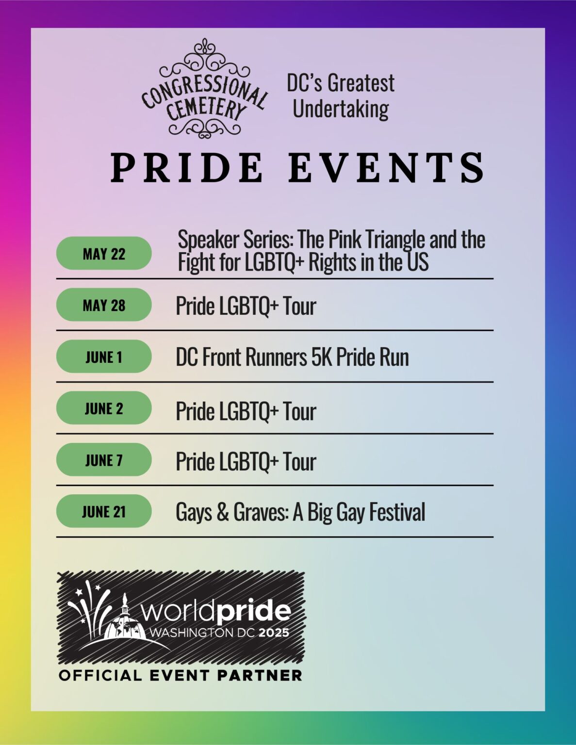 Congressional Cemetery Celebrates WorldPride 2025 - Congressional Cemetery